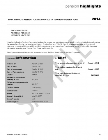 Your Annual Member Statement | Nova Scotia Teacher's Pension Plan